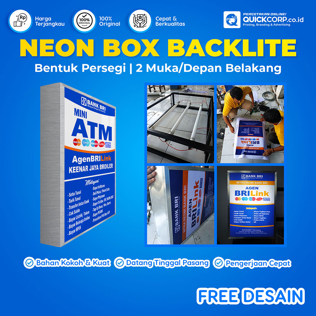 Jual Neon Box Backlite 2 Sisi Dengan Dudukan/Bracket Besi