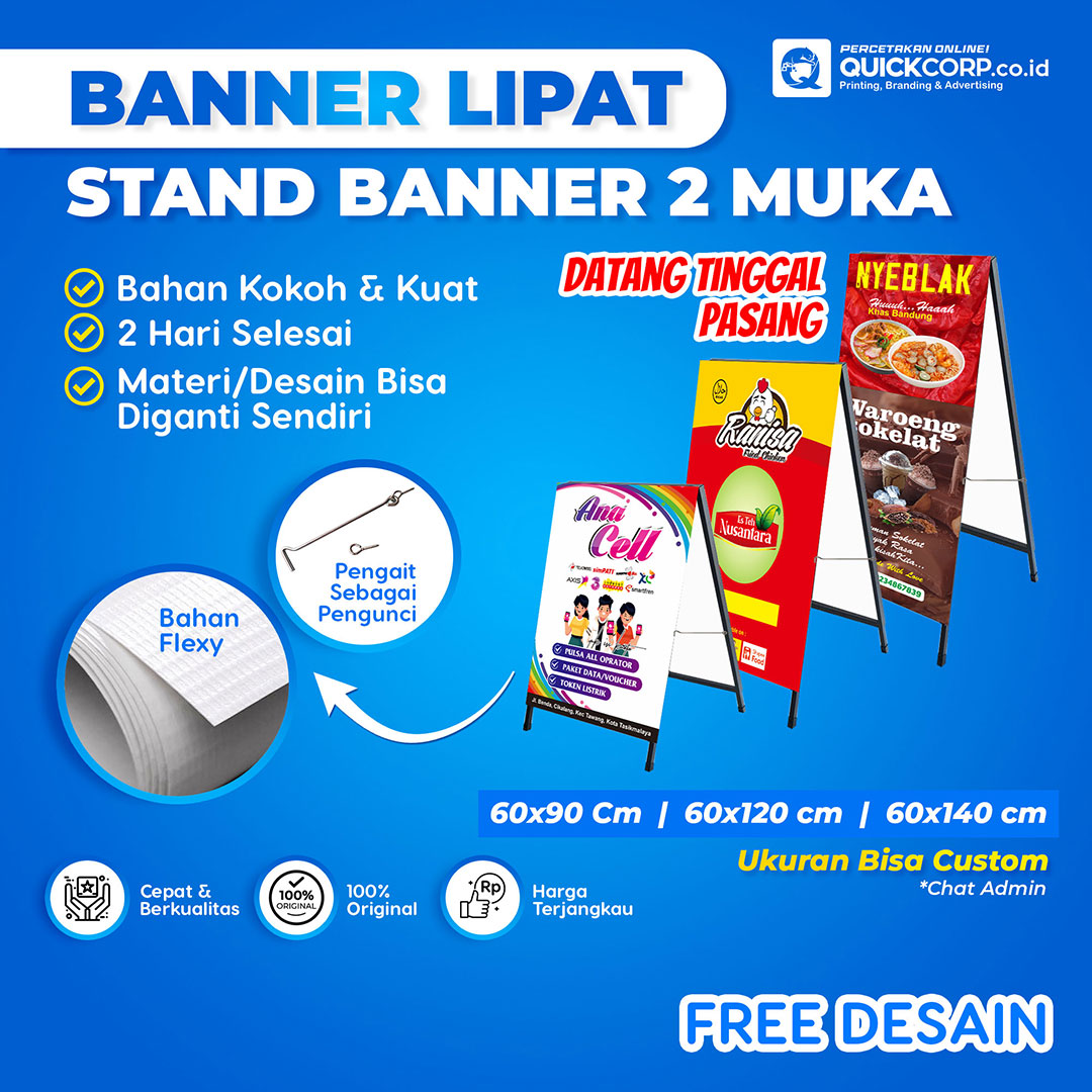 Jual Stand Banner Lipat A – Cetak & Desain Custom Gratis