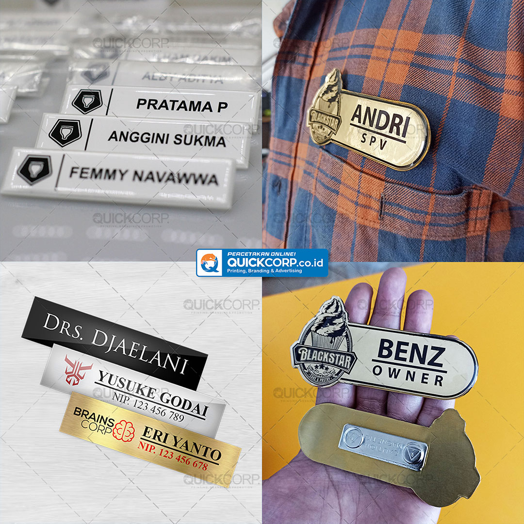 Papan Nama Dada Custom | Desain Bebas & Cetak Satuan