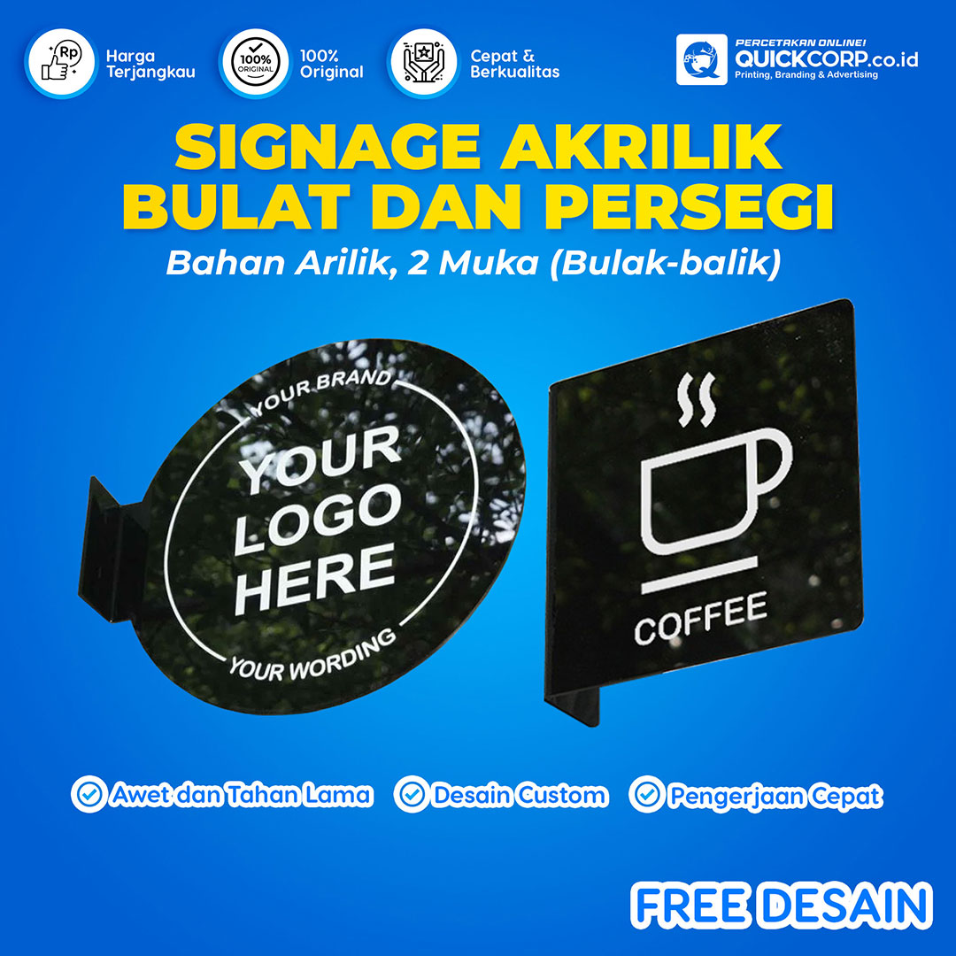 Sign Akrilik Bulat Persegi – Desain Custom & Tahan Lama