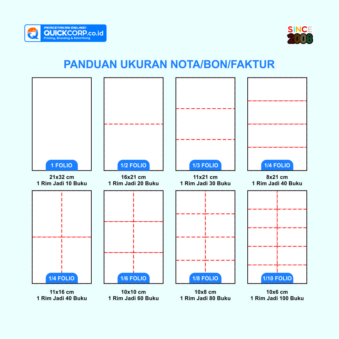 Cetak Nota NCR Termurah! Ukuran 1/6 Folio