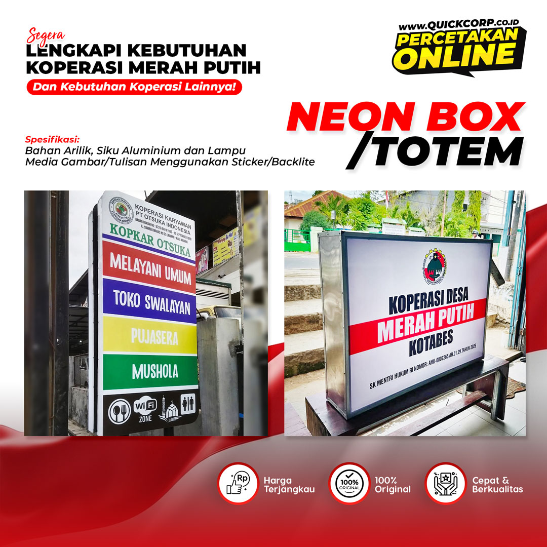 Neon Box Koperasi Merah Putih (Custom) | QuickCorp